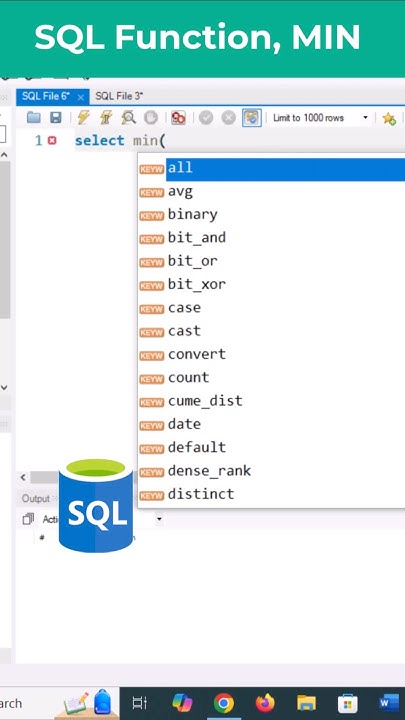 SQL Functions MIN MySQL Workbench #sql - YouTube