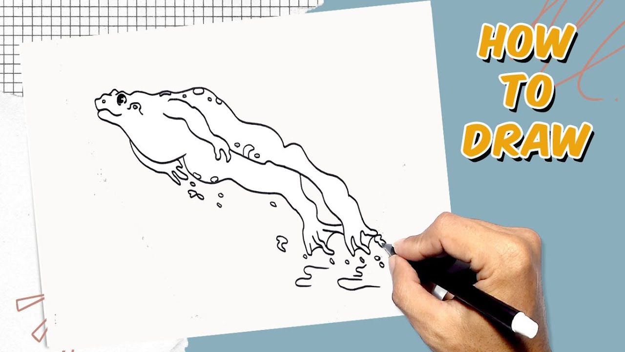 How to draw frog jumping easy drawing - YouTube