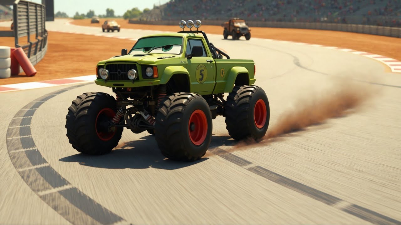 Six Little Trucks Know Fast and Slow | Opposites & Movement | Fun ...