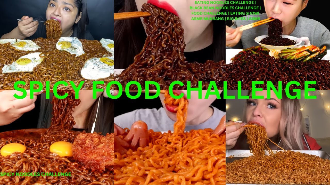 EATING NOODLES CHALLENGE | BLACK BEAN NOODLES CHALLENGE | FOOD ...