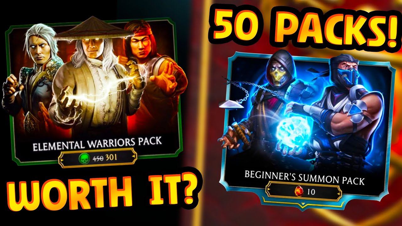 MK Mobile. 50 Beginner Packs + My Elemental Warriors Pack Opening ...