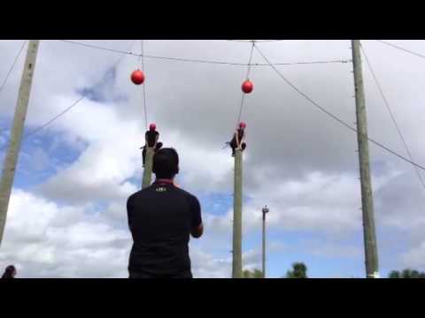 Leap of faith at FAU ropes challenge course - YouTube
