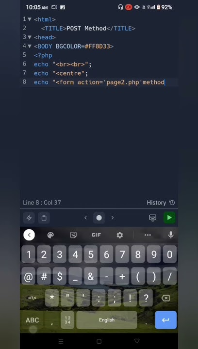 Coding by using post method in php// coding on mobile//#codingninja\\#phpcoding - YouTube
