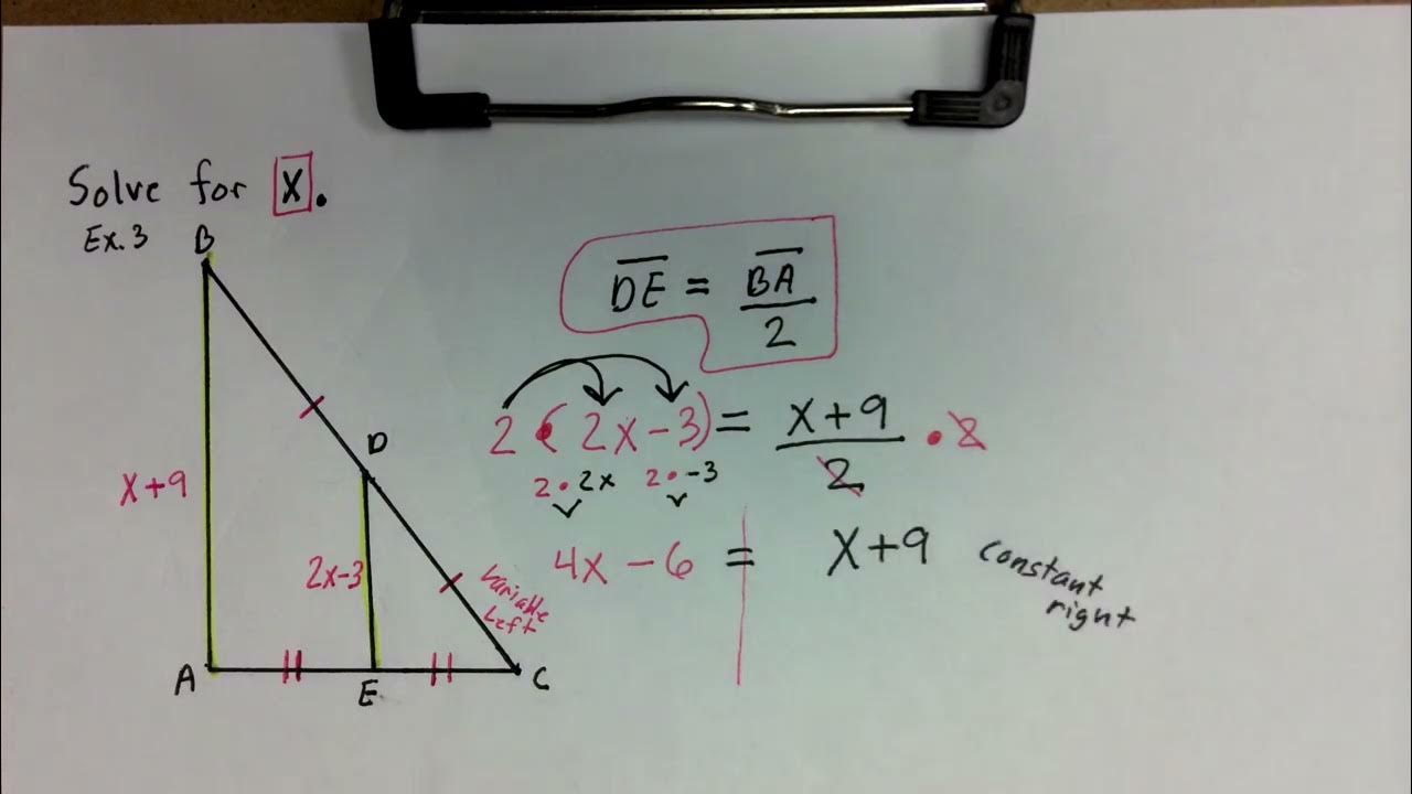 Triangle Mid-Segment with Expressions Solve for X Example 3 - YouTube