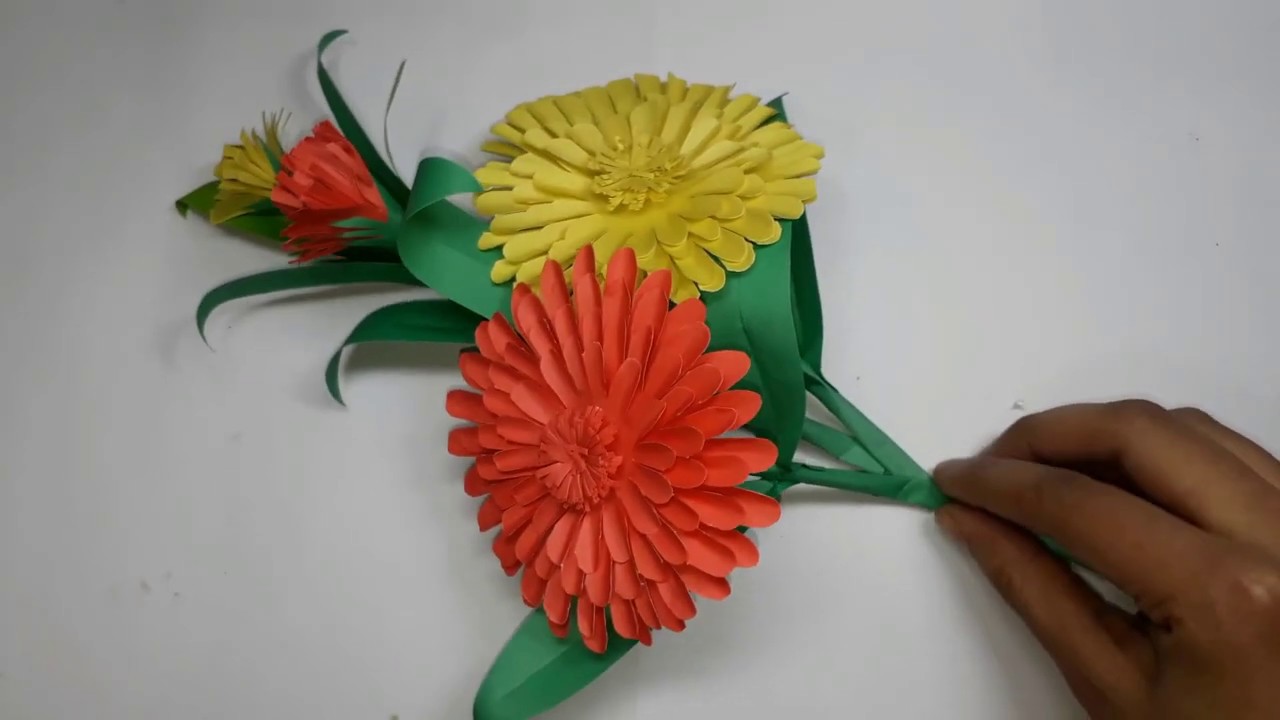 Paper flower stick | How to make paper stick flowers at home | stick ...