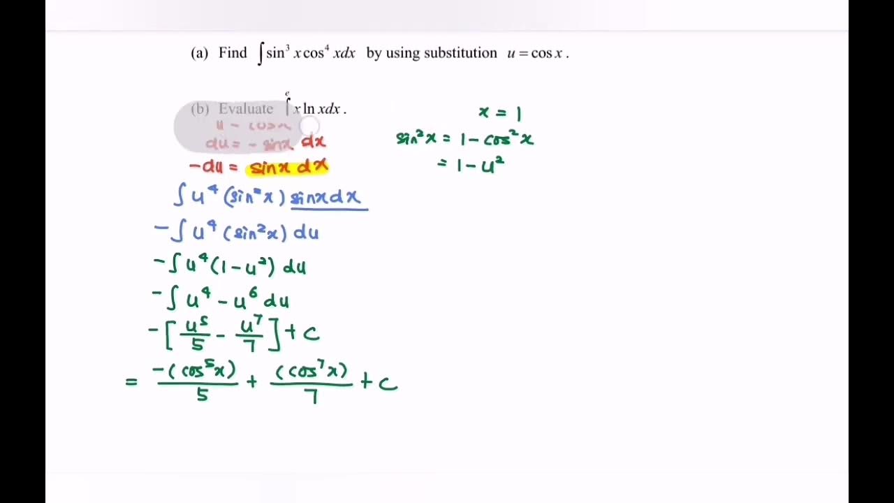 PYT2 Technique of Integration - substitution n by part method 12/13 (14) SM025 - YouTube