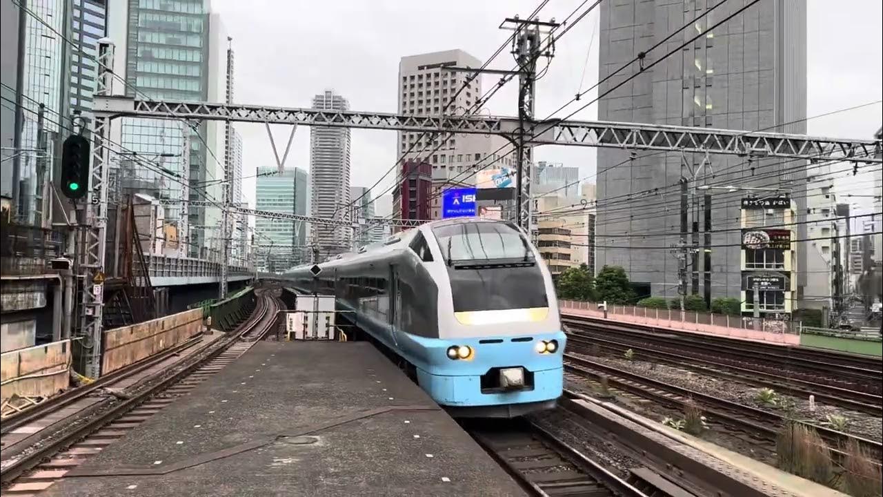 E653系K71編成(水色)臨時特急 相馬野馬追2号返却回送が新橋を通過するシーン - YouTube