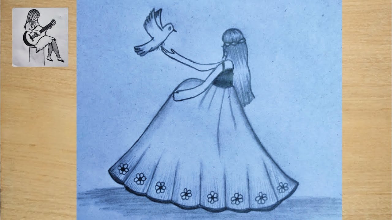 How to draw sitting girl easy | Easy girl drawing - YouTube