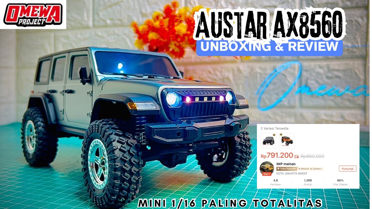 NEW RC Austar AX8560 Jeep Rubicon Terkecil skala 1/16 Super Detail ...