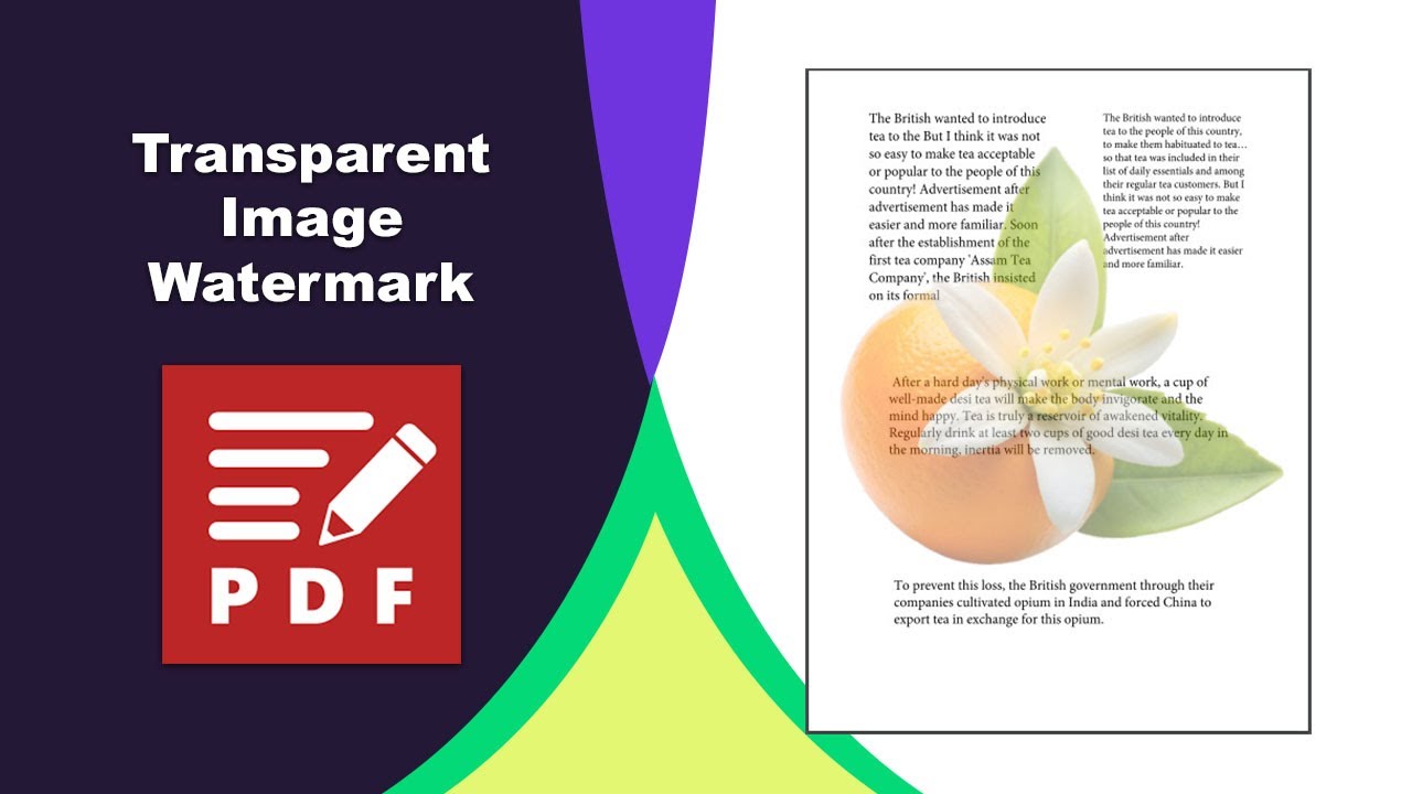 How to add a transparent picture watermark to a pdf document in PDF ...