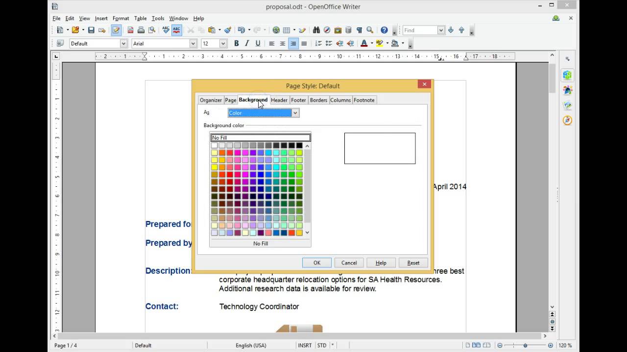 CAT 11 OpenOffice Writer 4.1 - 4 Page Layout and Background - YouTube
