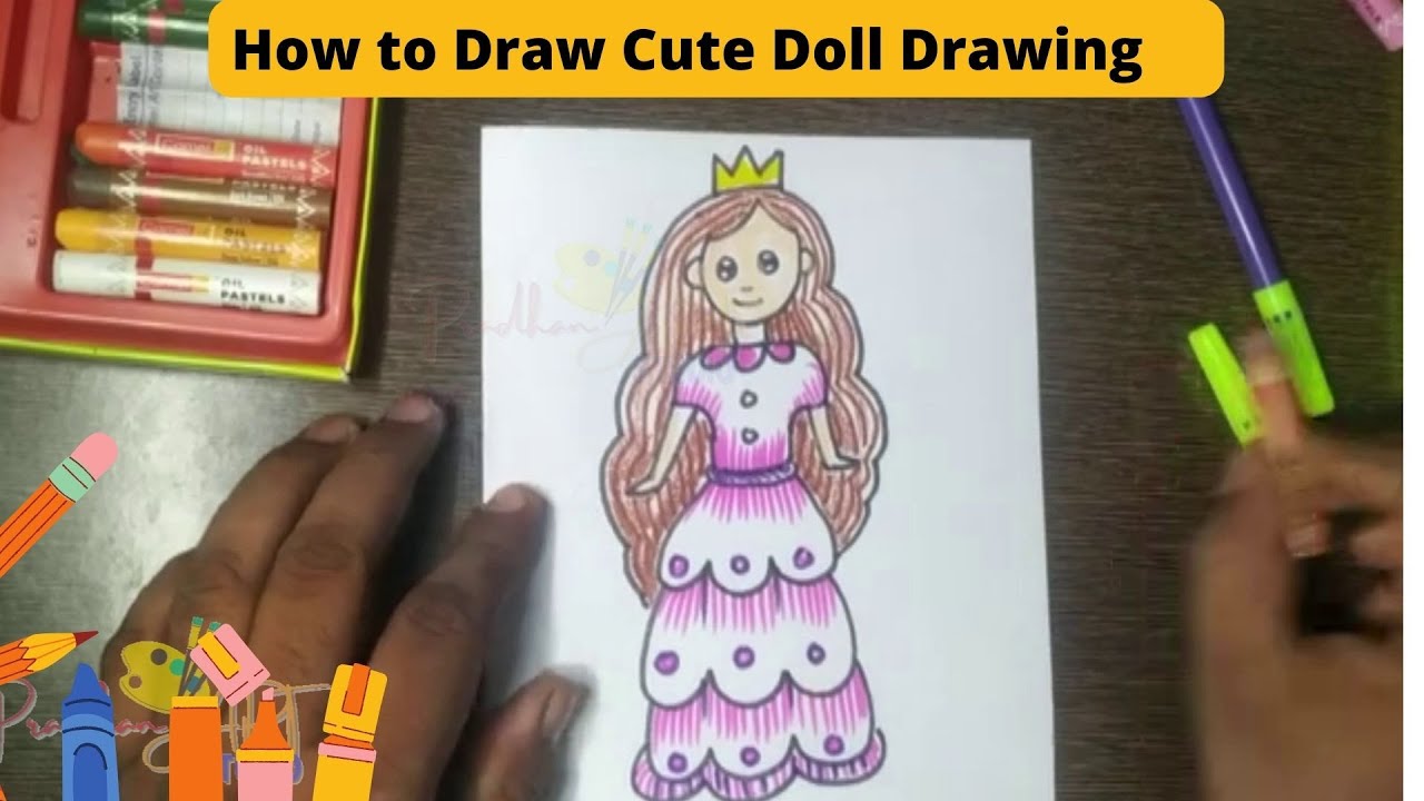 Cute Doll Drawing For Kids | How to Draw Doll Step By Step || Easy Doll ...