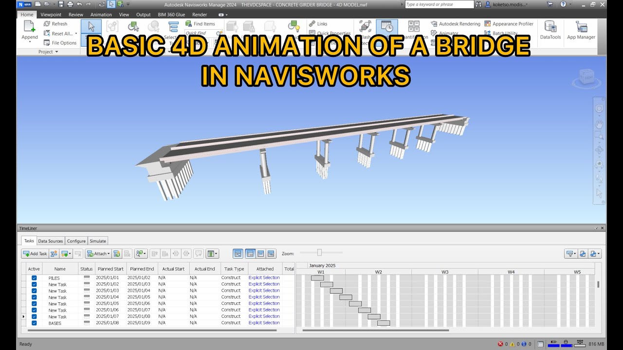 BASIC 4D ANIMATION - Concrete Girder Bridge - YouTube