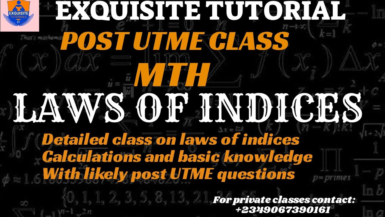 LAWS OF INDICES, BASIC KNOWLEDGE, CALCULATIONS AND COMPLETE Questions ...