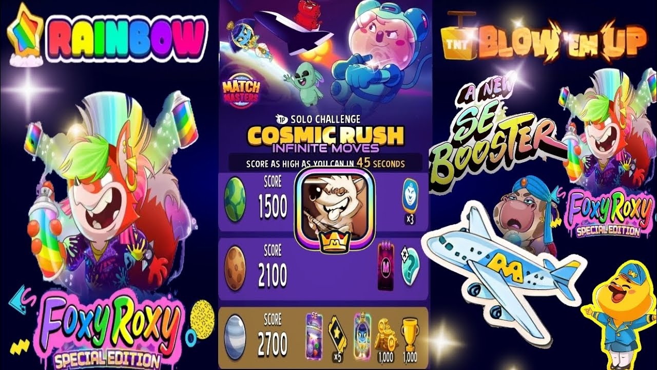 Solo Challenge Cosmic Rush Rainbow 🌈 + Blow'Em Up | SE FoxyRoxy | Match Masters - YouTube