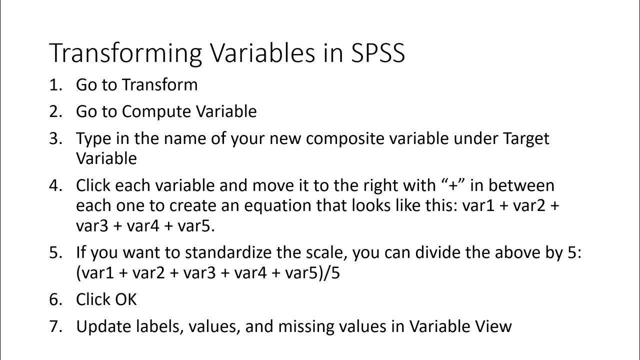 Recoding and Transforming Variables in SPSS (Chapter 2 Lecture 3) - YouTube