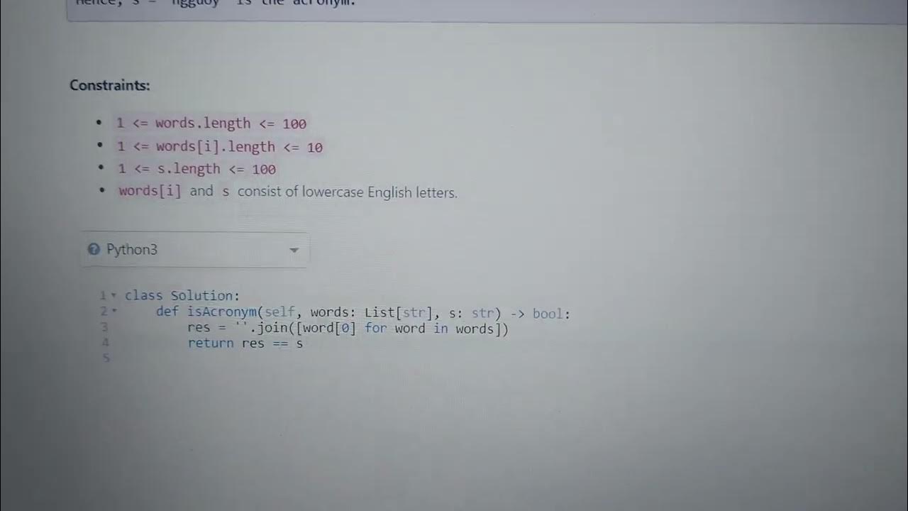 check if a string is a Acronym of words #leetcodechallenge # ...