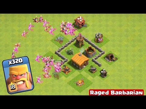 Raged Barbarian Army vs Every Town Hall -Clash of Clans - YouTube