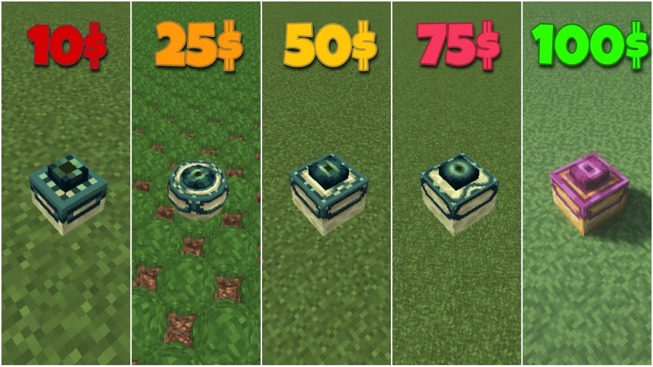 minecraft end portal frame for 10$ vs 25$ vs 50$ vs 75$ vs 100$ - YouTube
