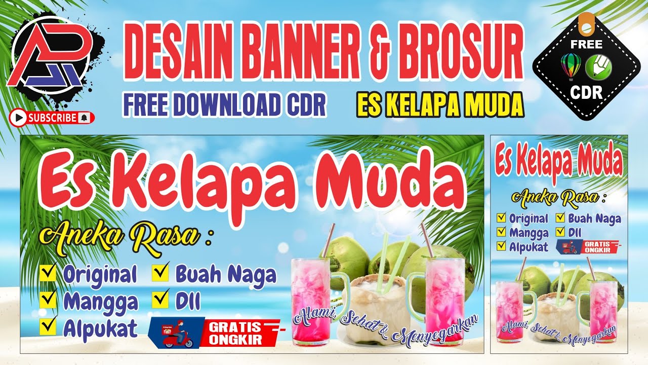 Desain Banner & Brosur Es Kelapa Muda Kekinian | Gratis File CDR Siap ...