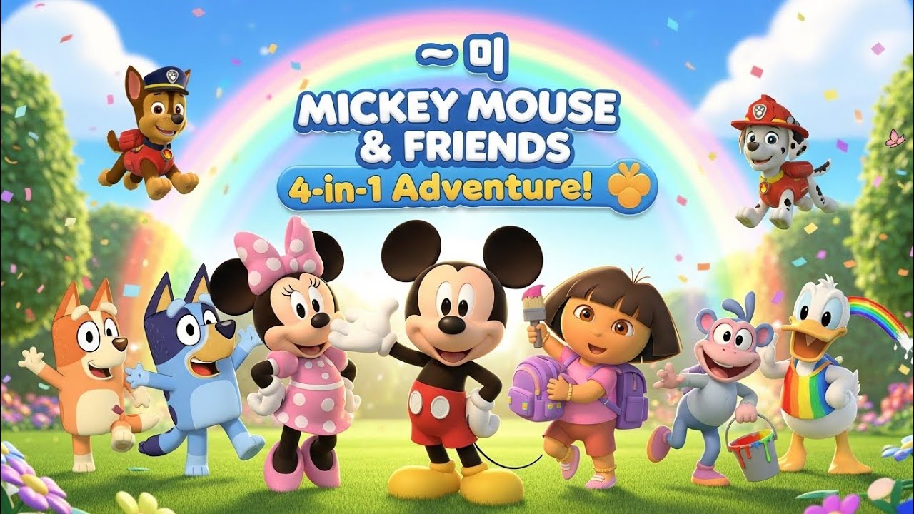 🌈🐭 Mickey Mouse & Friends 4-in-1 Fun! 🎀🦆🐾💙 | 3D Cartoon Stories for ...