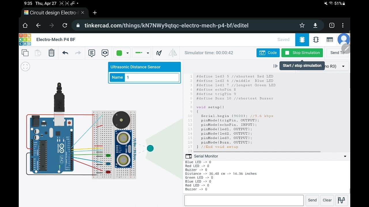 Electro-Mech Project 4 - Ultrasonic Sensor Simulation - YouTube