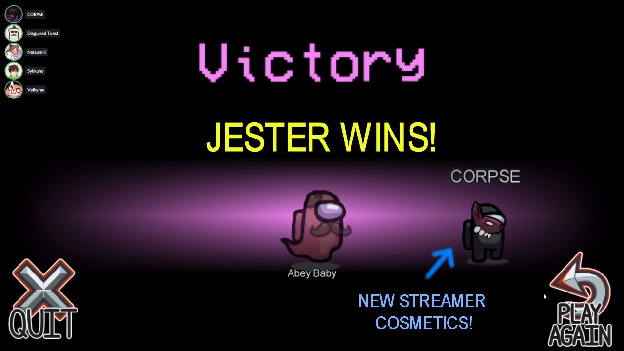 Classy Jester Win by Abe AMONG US! NEW MOD! (Ft. Corpse, DisguisedToast, Valkyrae, Sykkuno ...