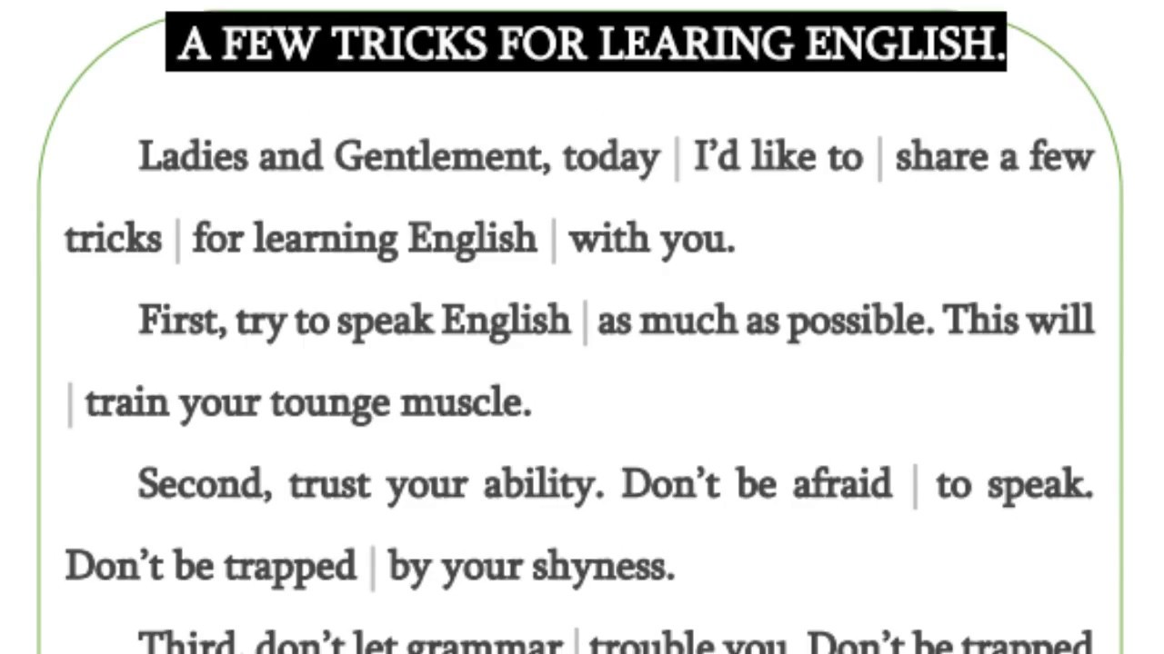 A FEW TRICKS FOR LEARNING ENGLISH - YouTube