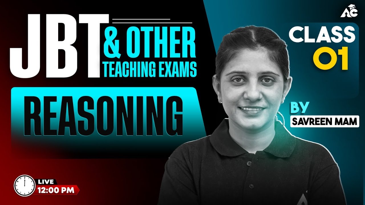 JBT Exam Preparation 2025 JBT New Batch Reasoning By Savreen Mam - YouTube