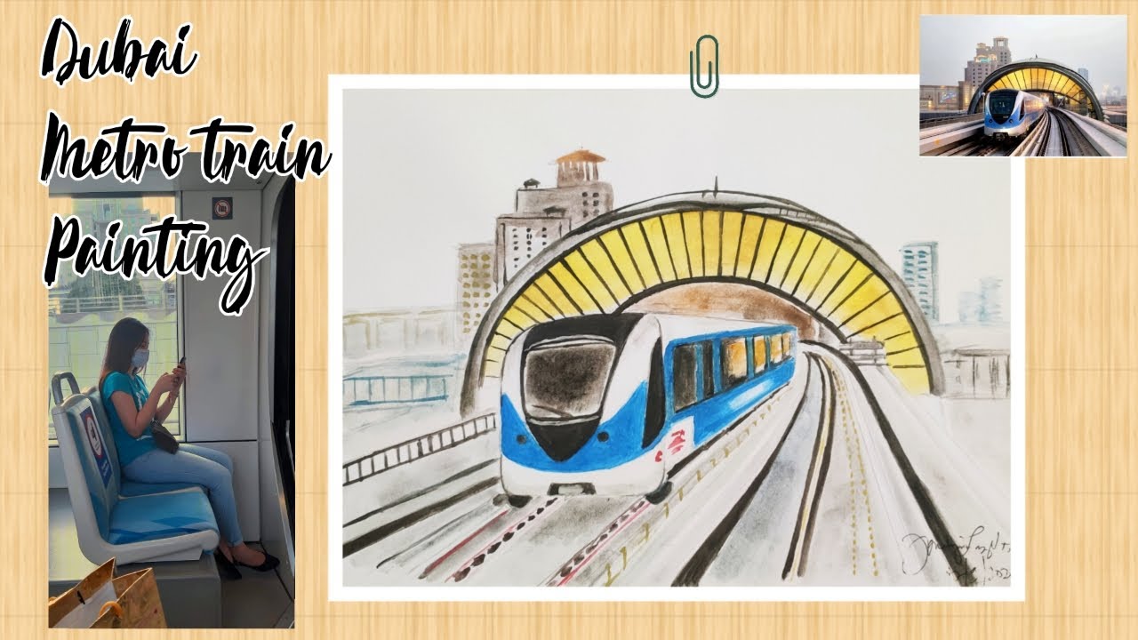 Dubai metro train painting | watercolor | speed art - YouTube