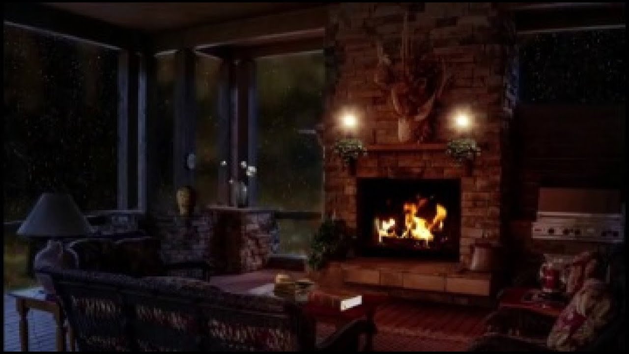 Light Rain Thunderstorms with Nature & Crackling Fireplace Sounds - YouTube