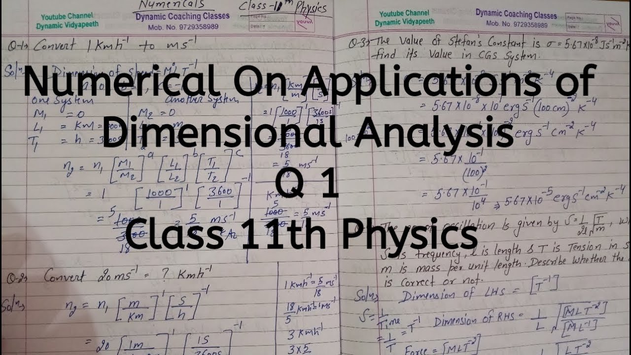 Q 1 Numerical On Applications Of Dimensional Analysis Chapter 2 Q 1 Numerical On Applications Of Dimensional Analysis Chapter 2