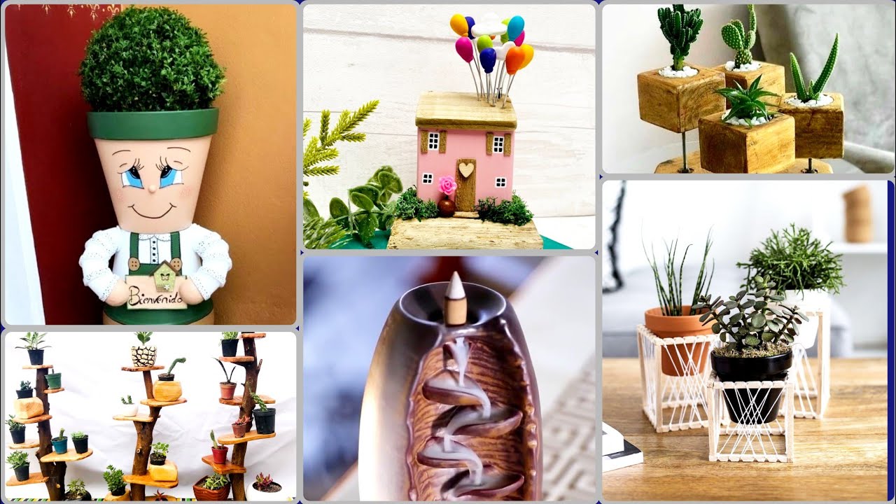 most beautiful wood & pabble stylish clay pot craft ideas 2023 - YouTube