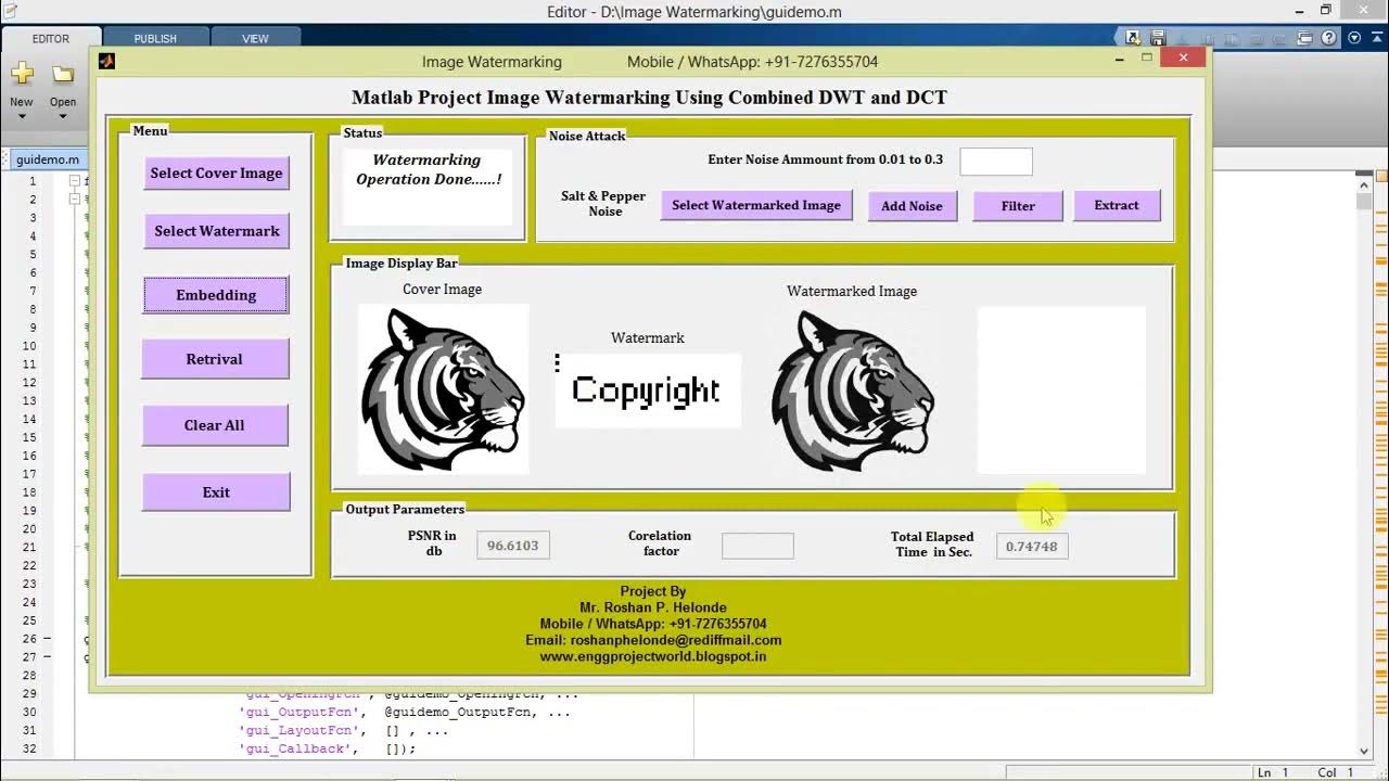 Image Watermarking Using DWT | Matlab Project Source Code | Final Year Projects - YouTube