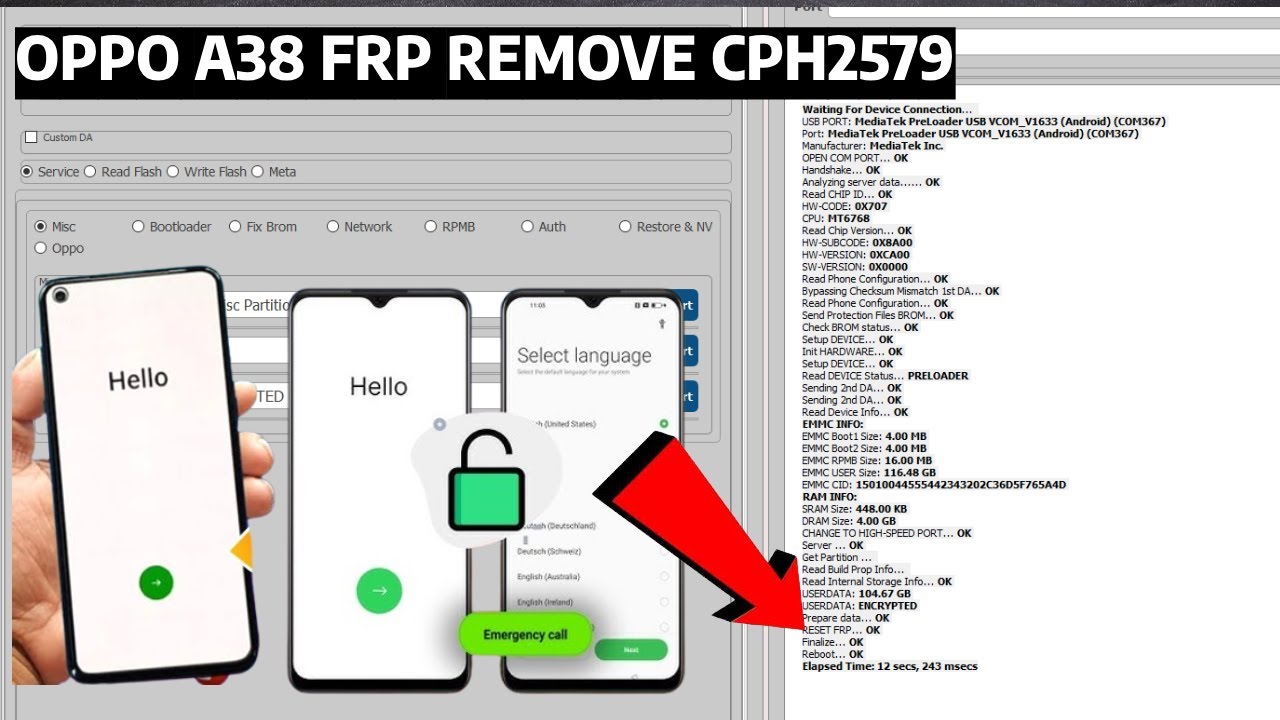 OPPO A38 FRP REMOVE BY EFT PRO | OPPO CPH2579 GOOGLE ACCOUNT SOLUTION - YouTube