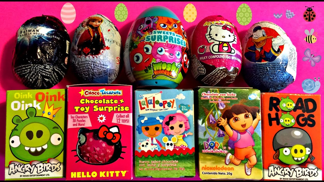 Surprise eggs, Disney Frozen,Hello Kitty,Moshi Monsters,Angry Birds ...