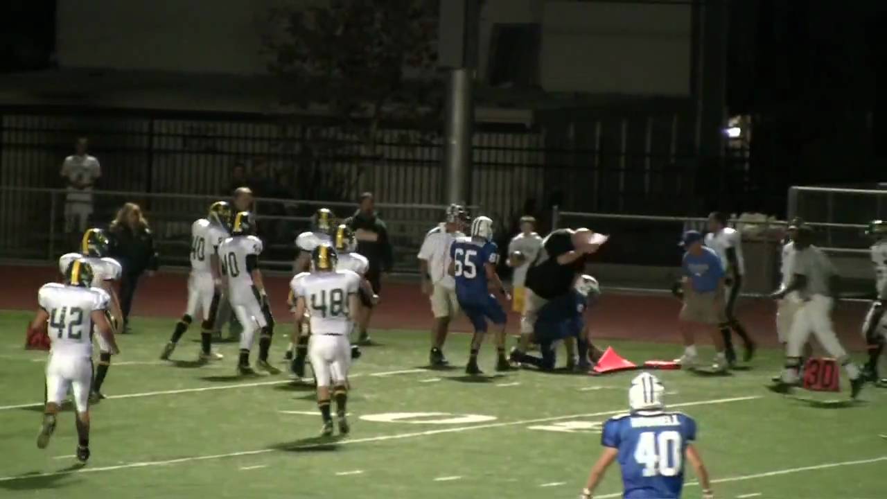 Football player's cleat hits coach in face - YouTube