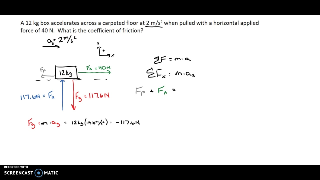 Dynamics (Coef. of Friction) - Example Problem - YouTube