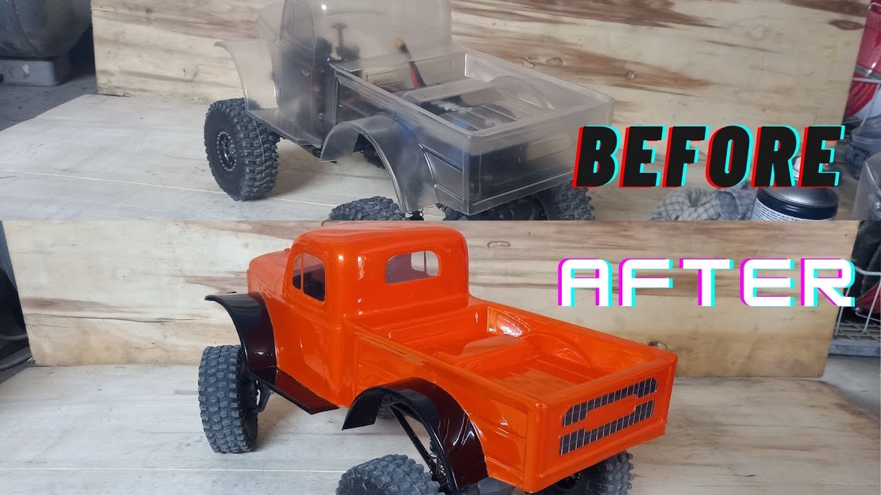 Prepping and painting a clear RC crawler Powerwagon body - YouTube