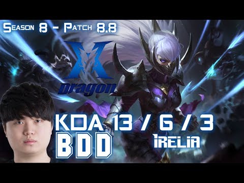 KZ BDD IRELIA vs ZOE Mid - Patch 8.8 KR Ranked - YouTube