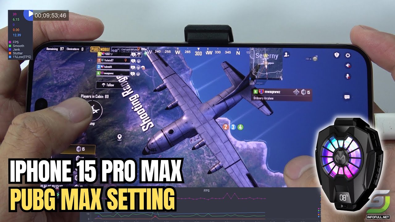 iPhone 15 Pro Max test game PUBG Max Setting with Phone Cooler | Apple ...