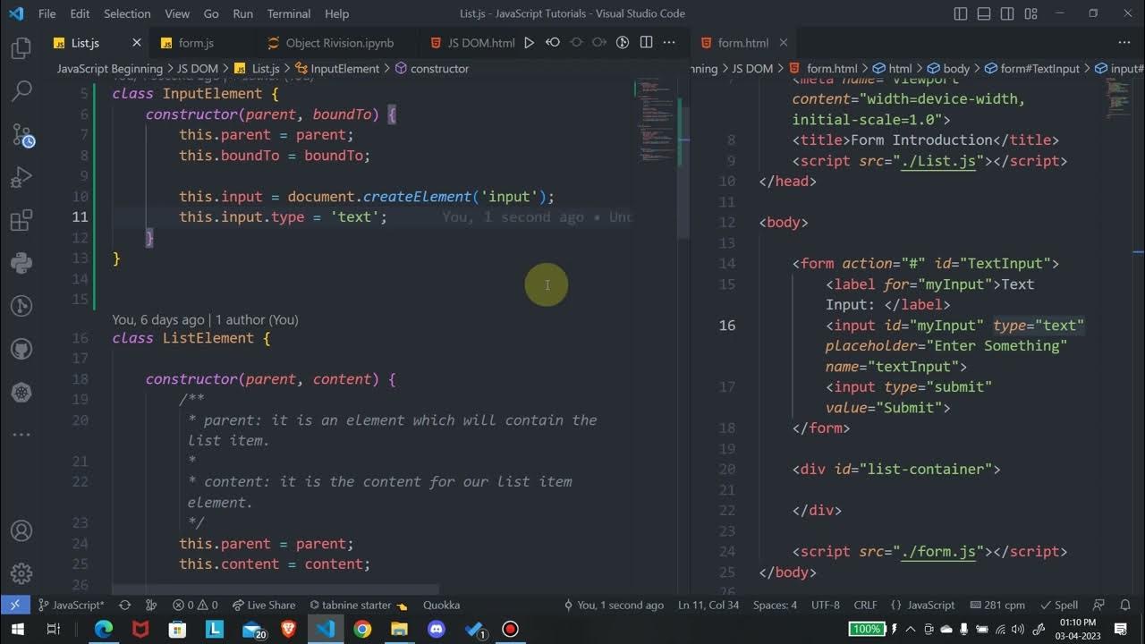 Javascript - List With Input Element - Youtube