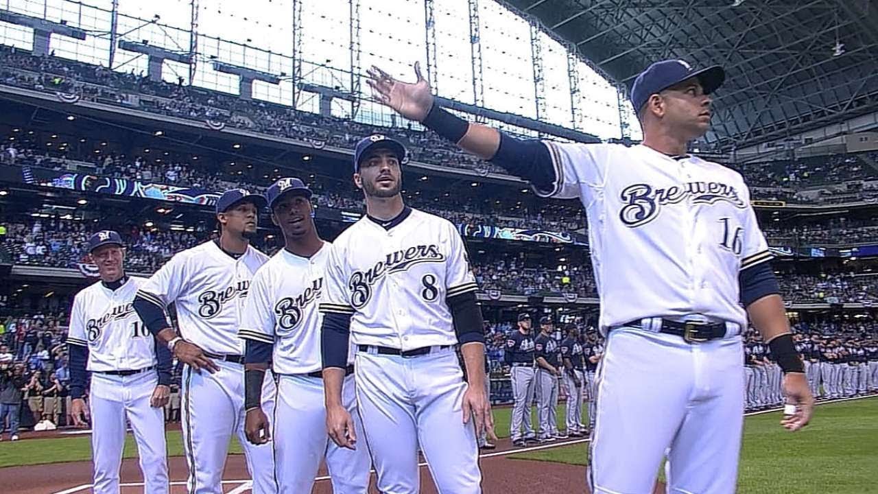 ATL@MIL: Brewers starting lineup introduced - YouTube