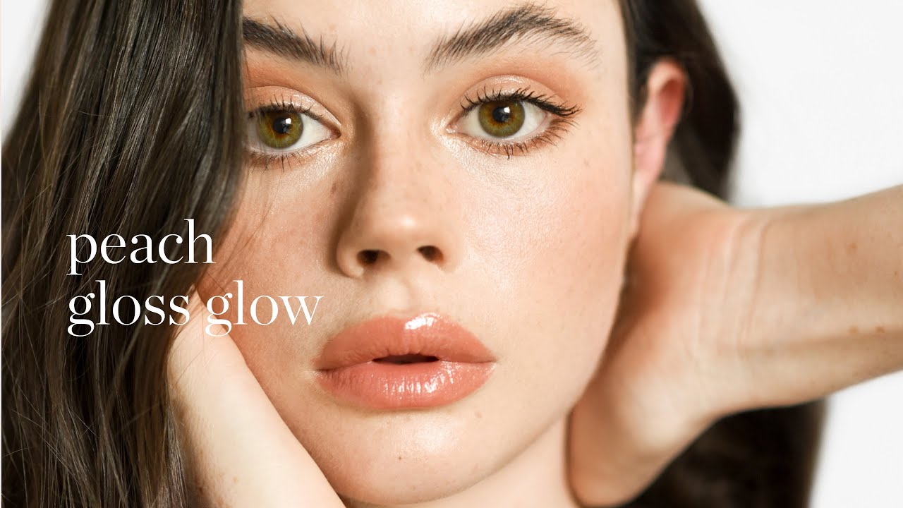 Glossy & Glowy Natural Peach Makeup - YouTube