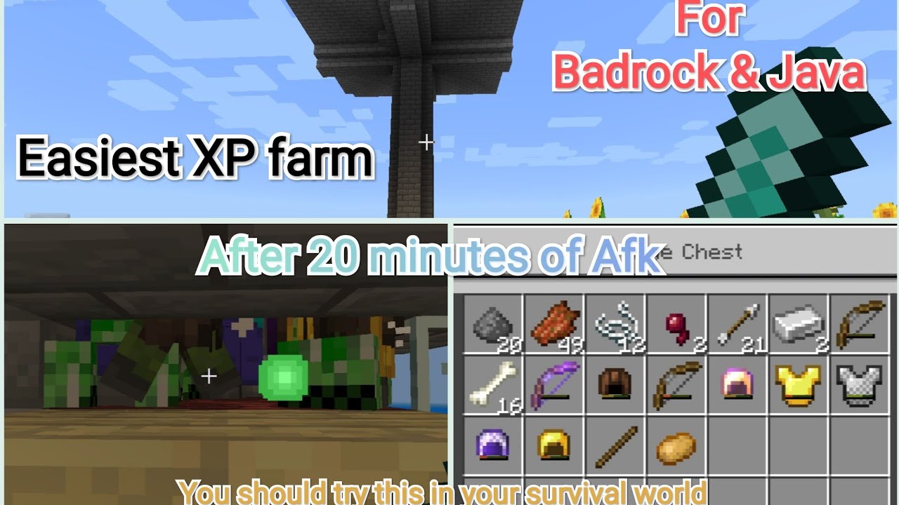 How to build simple a xp farm in Minecraft bedrock/Java/PE - YouTube
