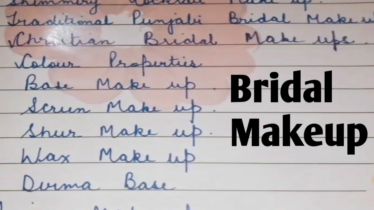 Bridal Makeup Notes /Beauty Diploma Course Notes - YouTube