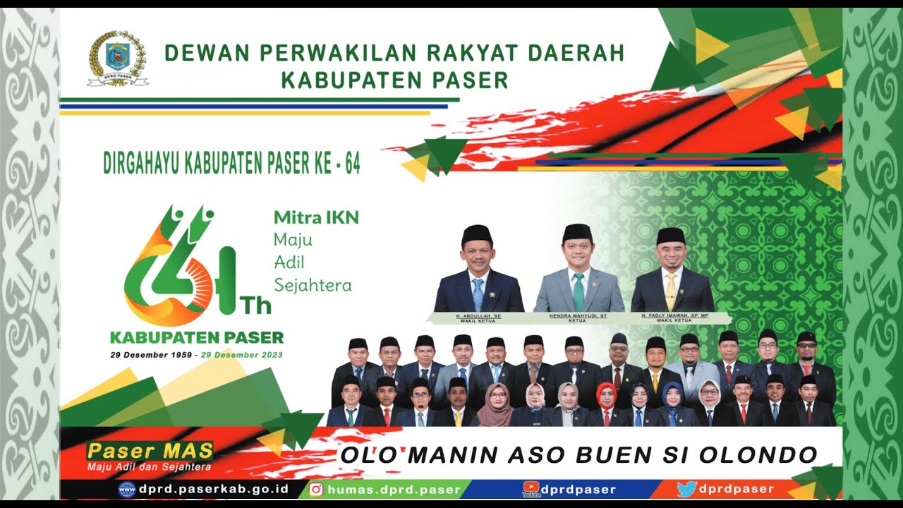 RAPAT PARIPURNA HUT KABUPATEN PASER KE-64 - YouTube