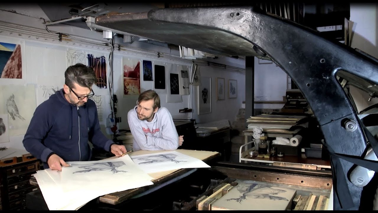 Künstlerische Drucktechniken: Lithographie - YouTube