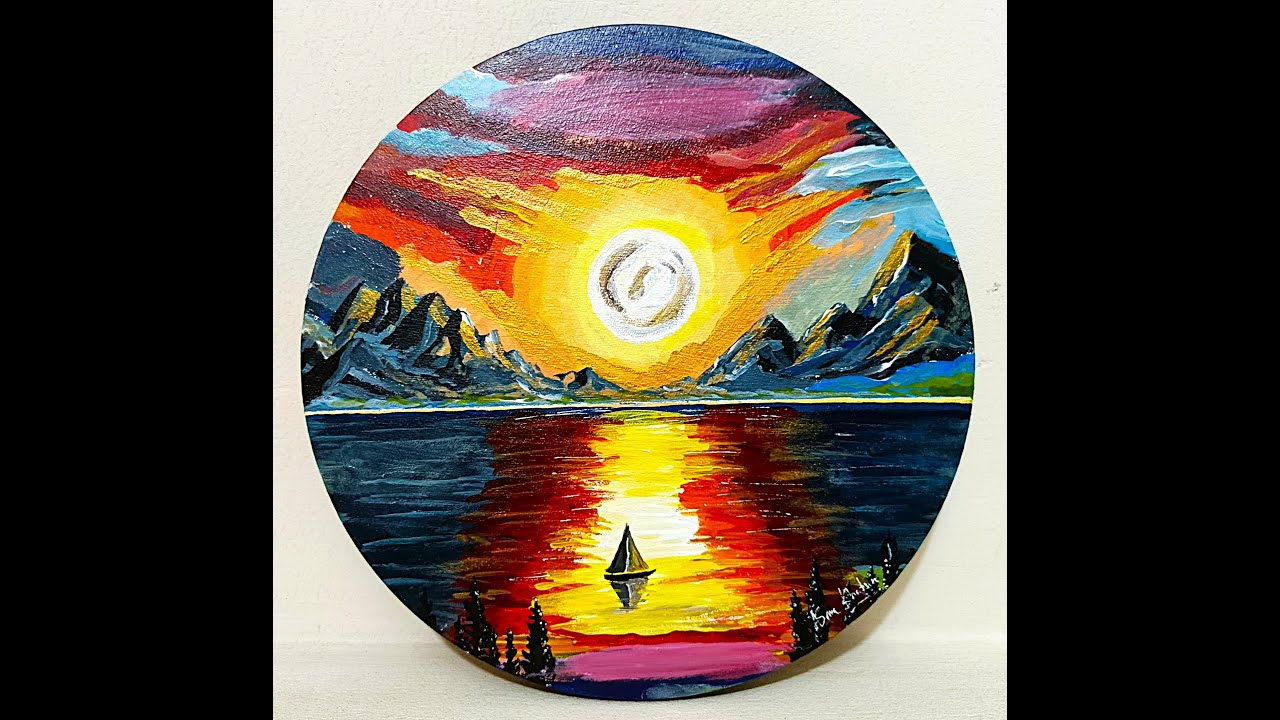 Colorful painting | How to art Colorful lights of moon - YouTube