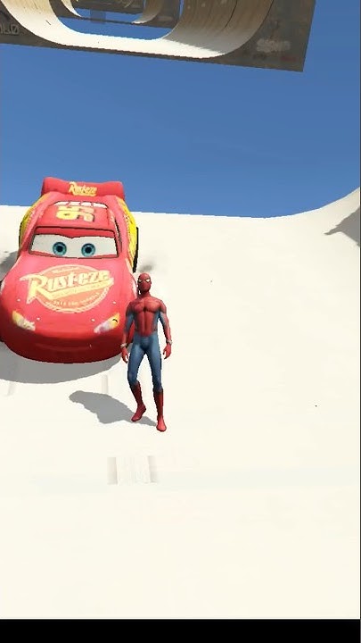 GTA 5 Epic Ragdolls Lightning McQueen Vertical Mega Ramp Challenge ...